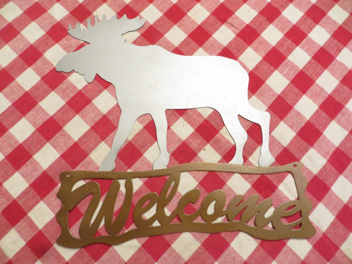 Vintage Moose Welcome Sign Metal Wall Decor Two Toned Wall Art | Etsy