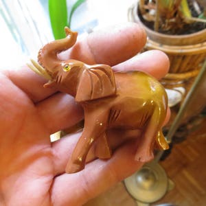 Carved Small Elephant Miniature Tusks Trunk Up - Etsy