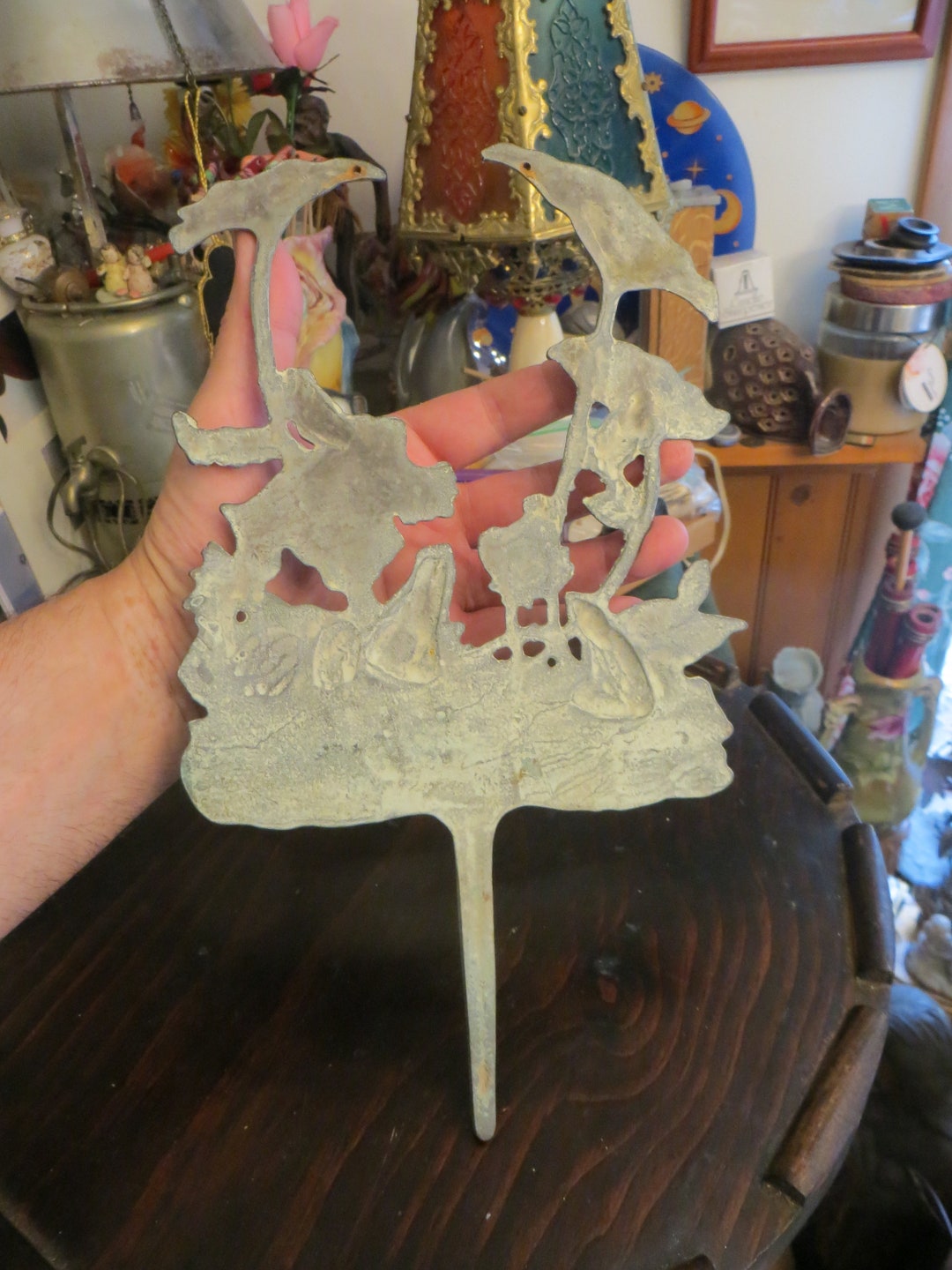 Vintage Garden Stake With Frogs and Lily Pads - Etsy