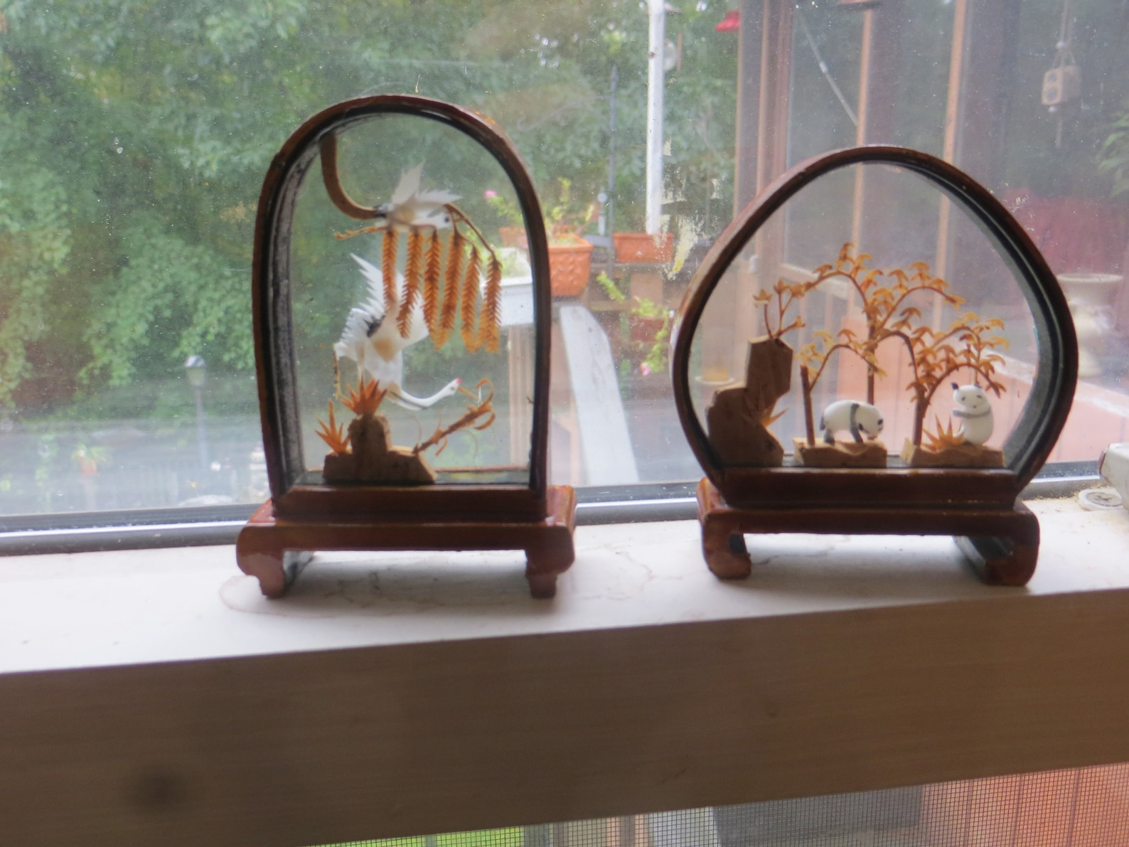 Pair of Cork Art Asian Panda Bears Birds - Etsy