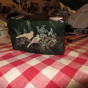 Vintage Jewelry Ring Box, Lacquer, Inlaid, Mother of Pearl, Turtle ...