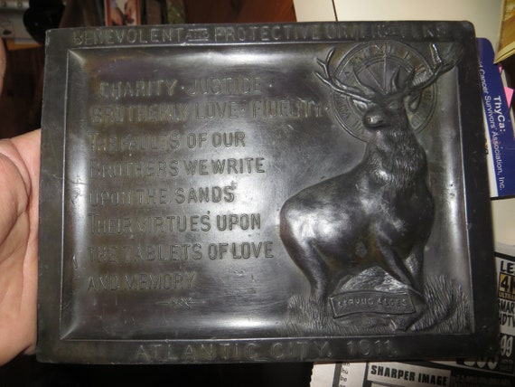 Antique Atlantic City 1911 Elks Historic Bronze Plaque | Etsy