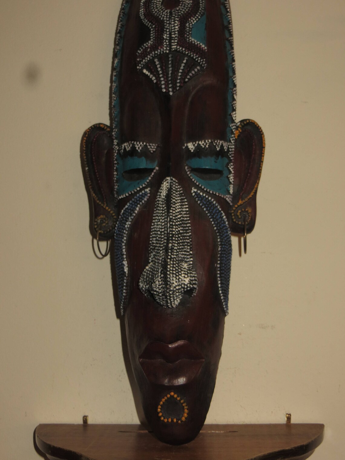 African Mask Wall Hanging, Large, Tribal Art, 18 3/4" Tall, 3 Pounds ...