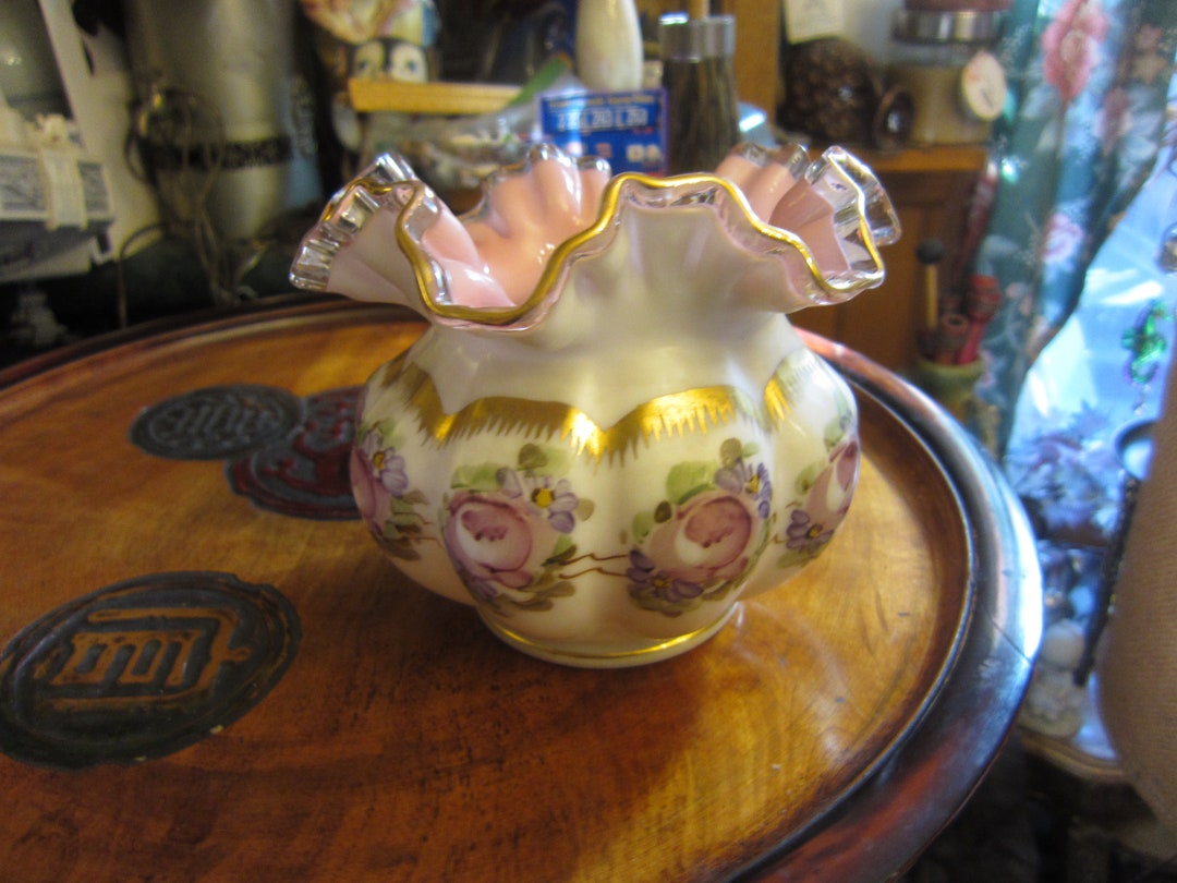 Fenton Charleton Peach Crest Rose Bowl, Please Read Description - Etsy