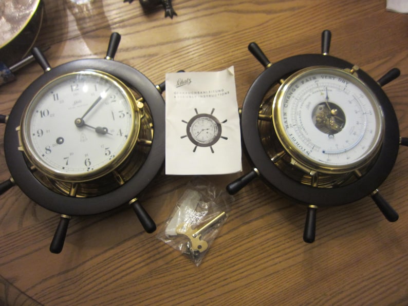Vintage Schatz German Mariner Ships Clock and Barometer / Thermometer ...