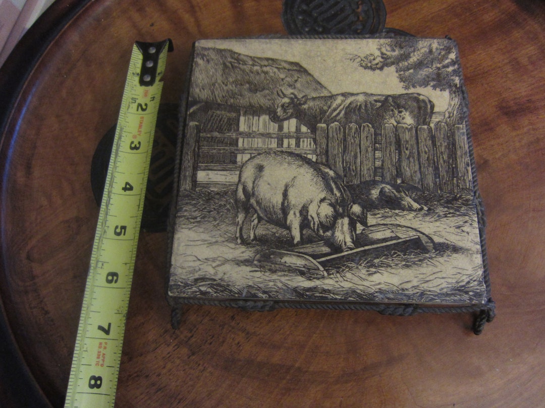 Original 19th Century Minton Tile, 6 X 6 Inch Glazed Ceramic Farm Scene ...