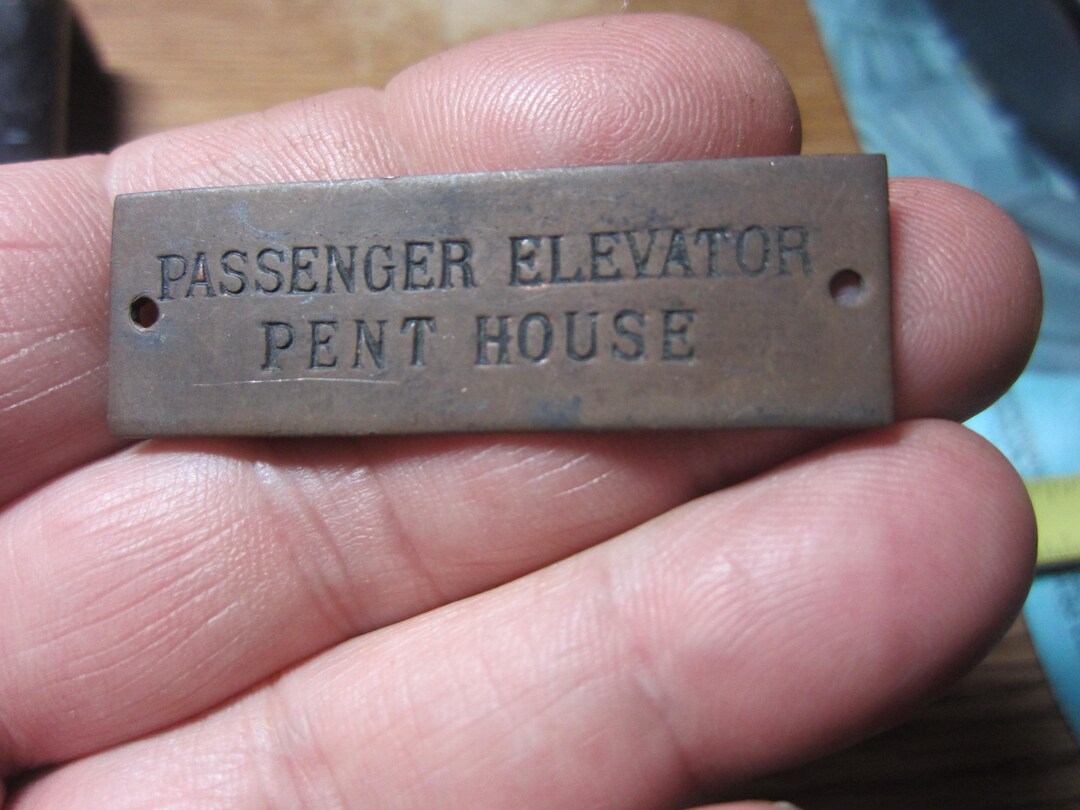 Early 20th Century Elevator Push Button Name Tag, Vintage Floor Sign ...