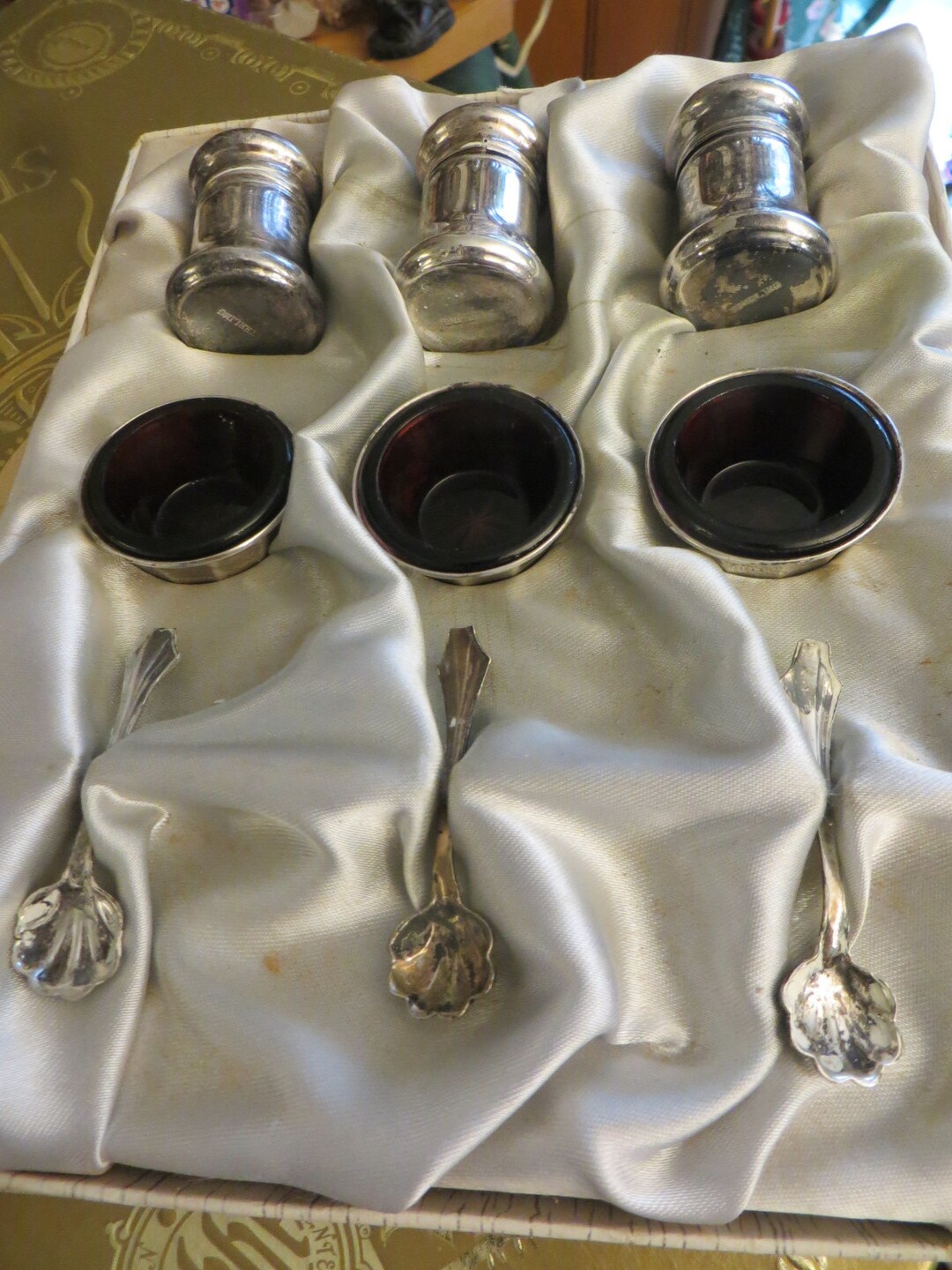 Condiment Sterling Silver Salt Cellars, Salt Shakers & Spoons in ...