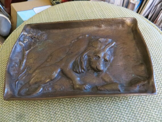 Antique Lion Tray, ornate, high relief, bronze, high … - Gem