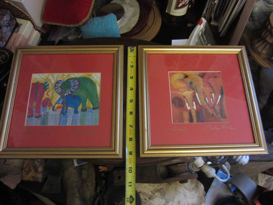 Betsey Fowler "family & Pool Party" Elephant Prints Wild Kingdom Matted ...
