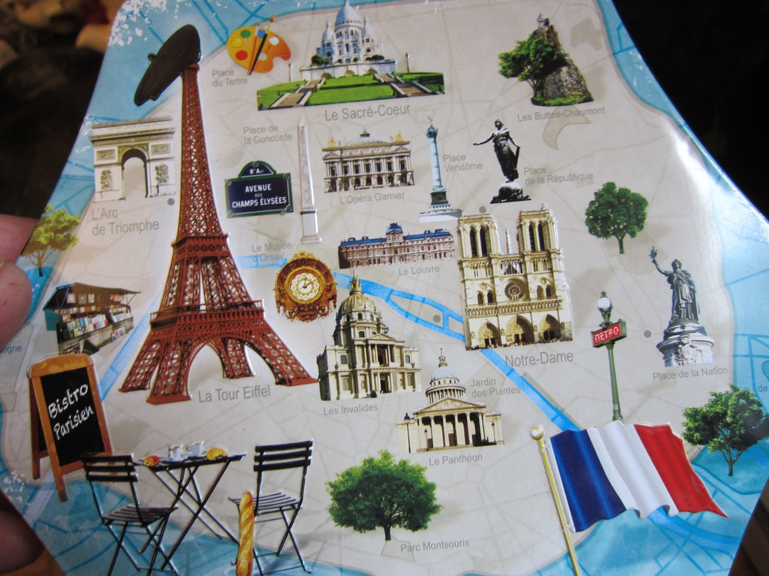 Paris Tin Can With Map & Travel Destinations, Please Read Description ...