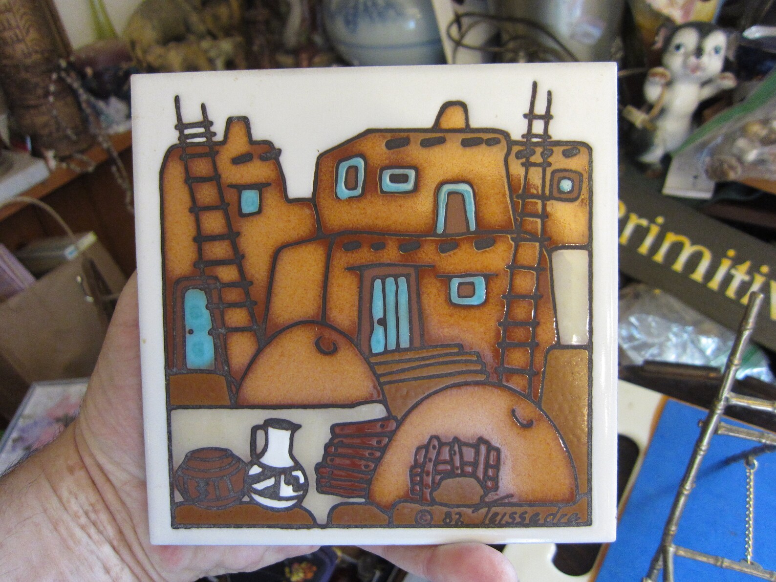 Cleo Teissedre Glazed Tile Native American Indian Art Trivet - Etsy