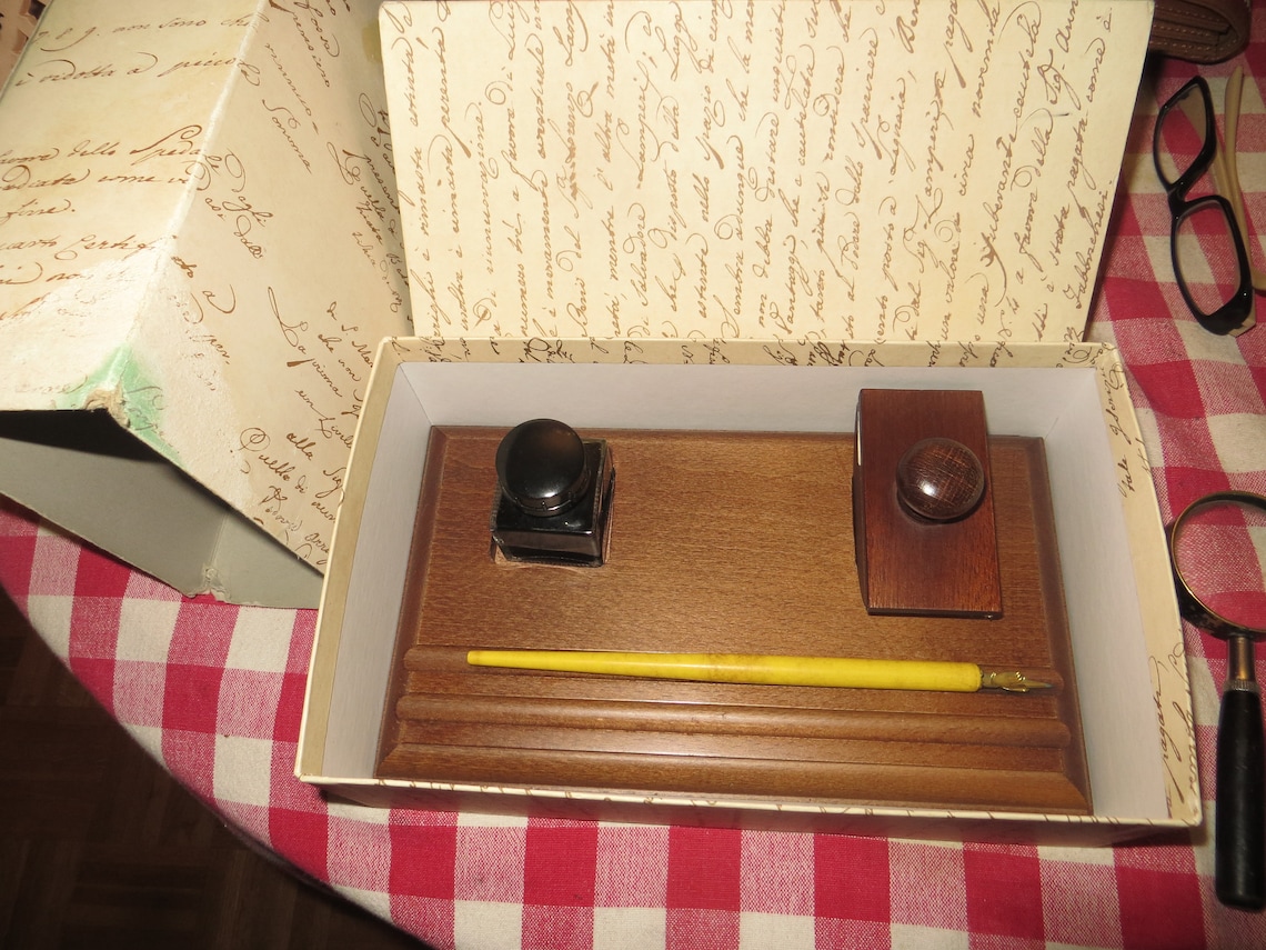 Wooden Calligraphy Desk Set - Etsy