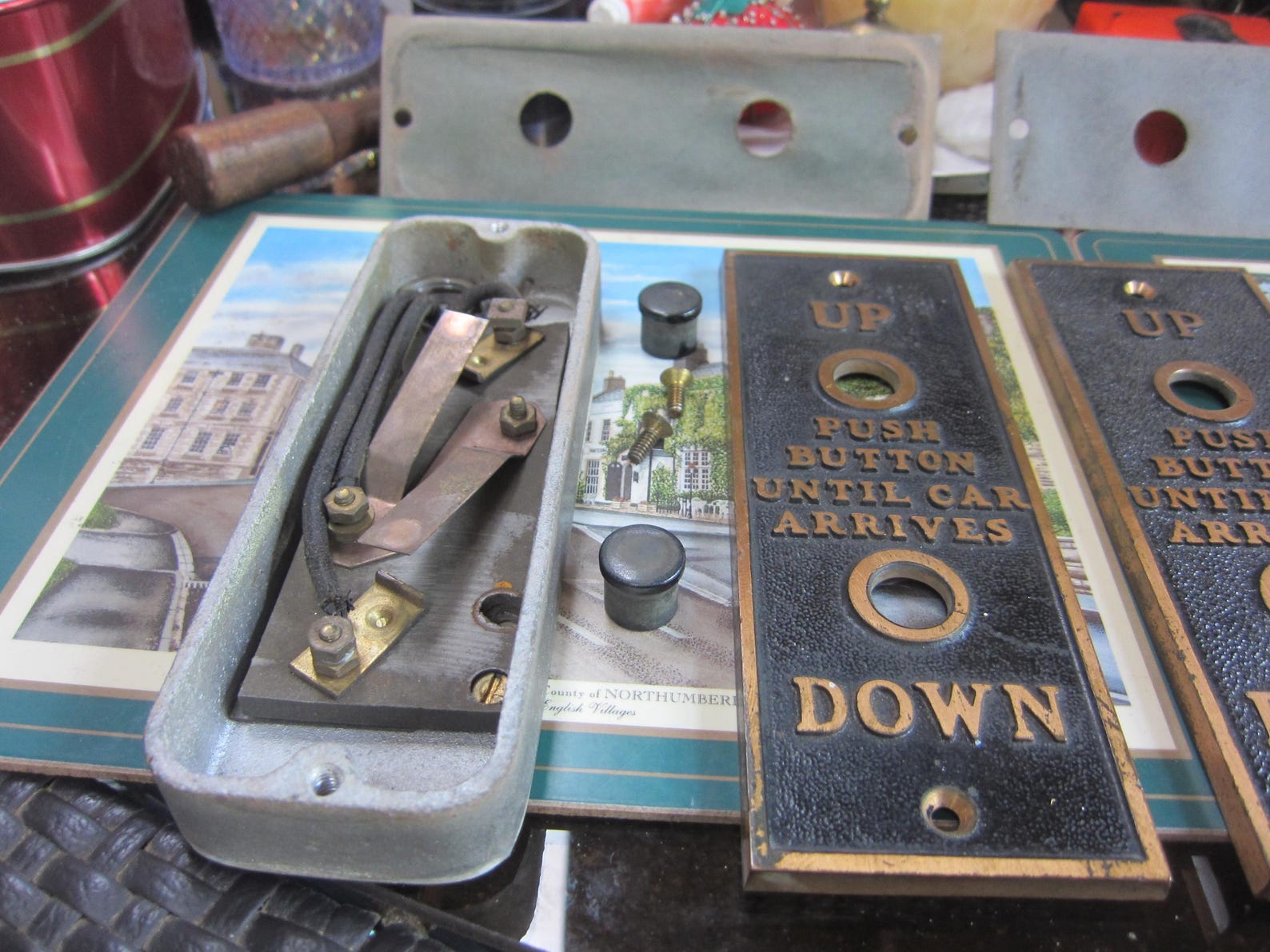 Pair 1920s Elevator Solid Cast Bronze Wall-mount Car or Cab Signal ...