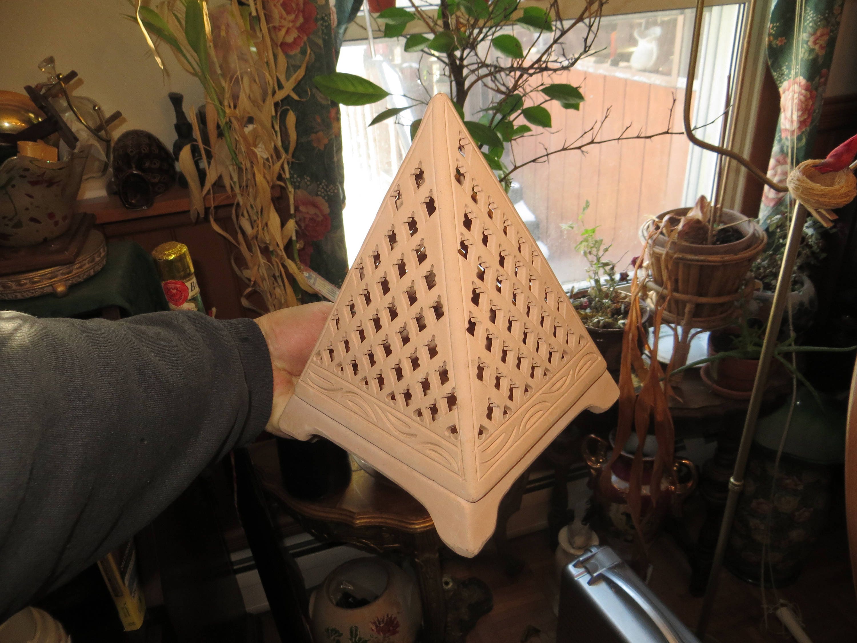 Clay Pyramid Lantern, Candle Burner Holder, Pottery Pyramid - Etsy