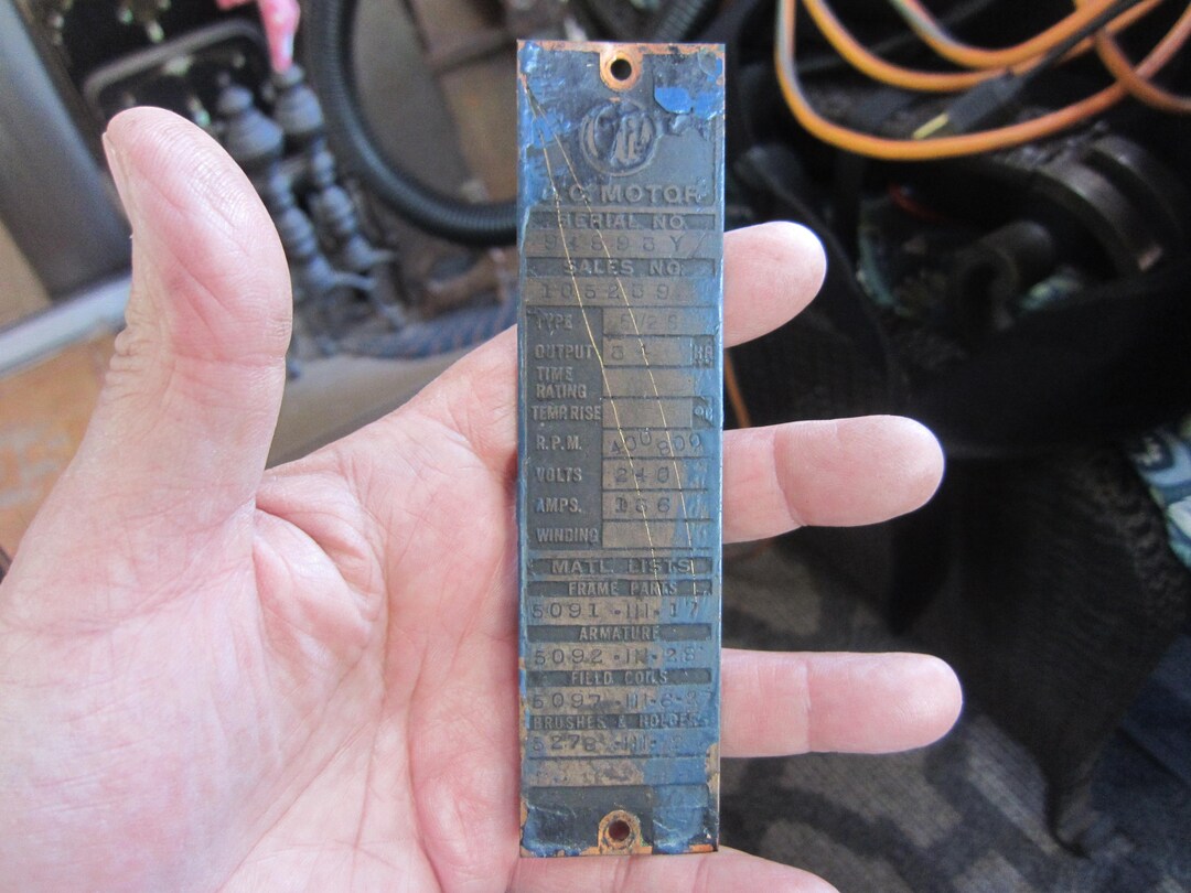 Early 20th Century Salvaged Otis Elevator Machine Plaque, Vintage Tag ...