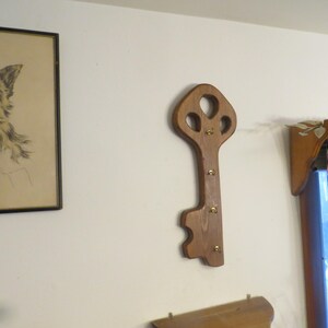 Large Wooden Key Shaped Skeleton Key Holder, Vintage Wall Mount ...