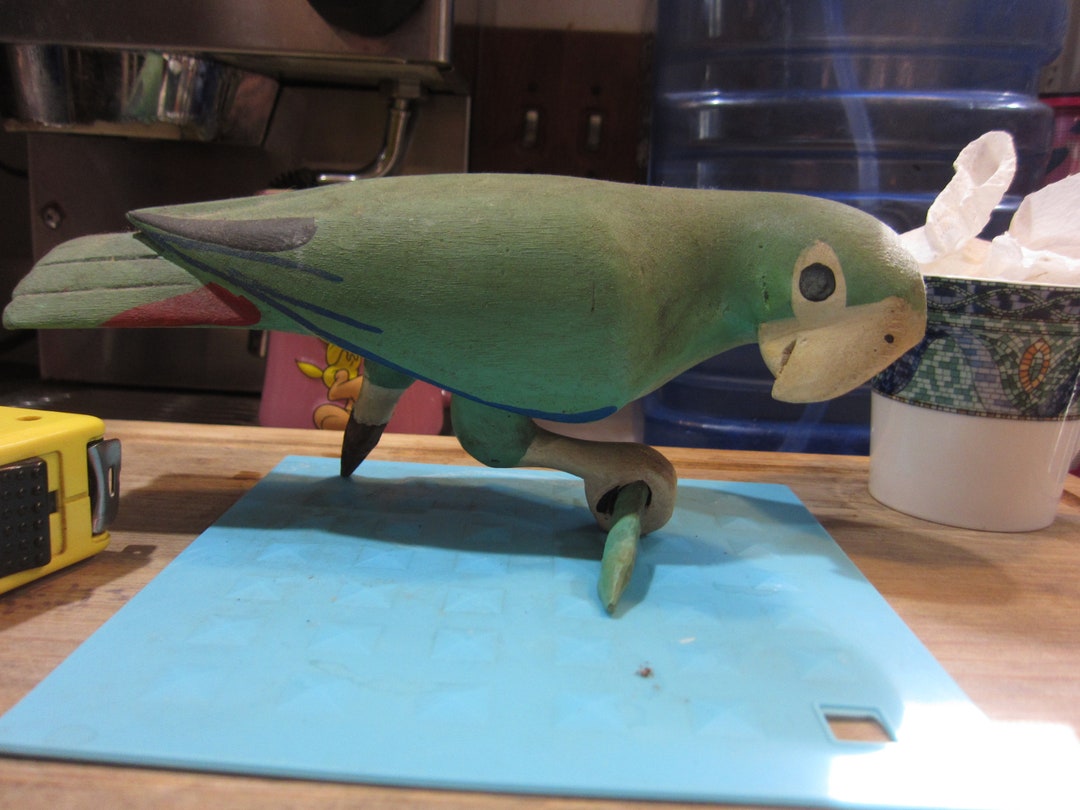 Mid Century Hard Wood Parrot Figurine, Hand Carved Cockatoo - Etsy
