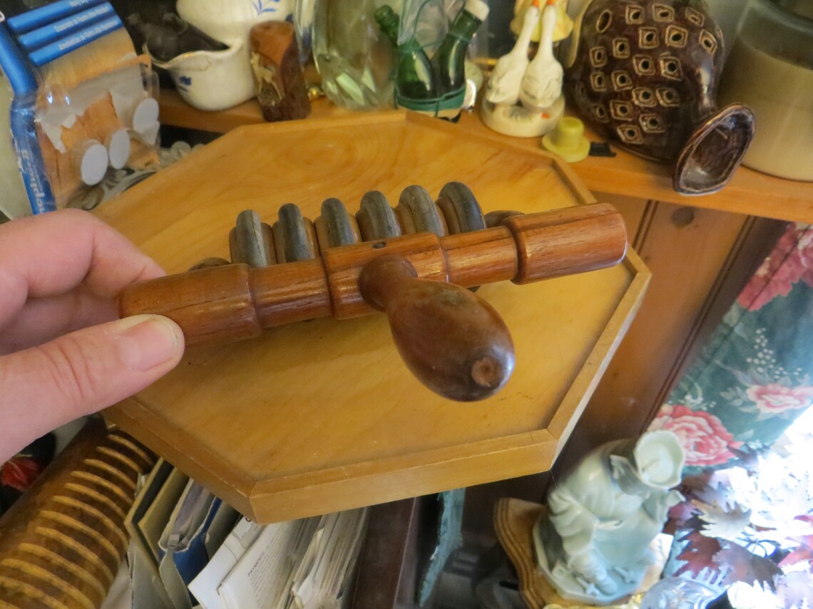 Antique 1800s Wood Hand Held Massager Device Health Etsy