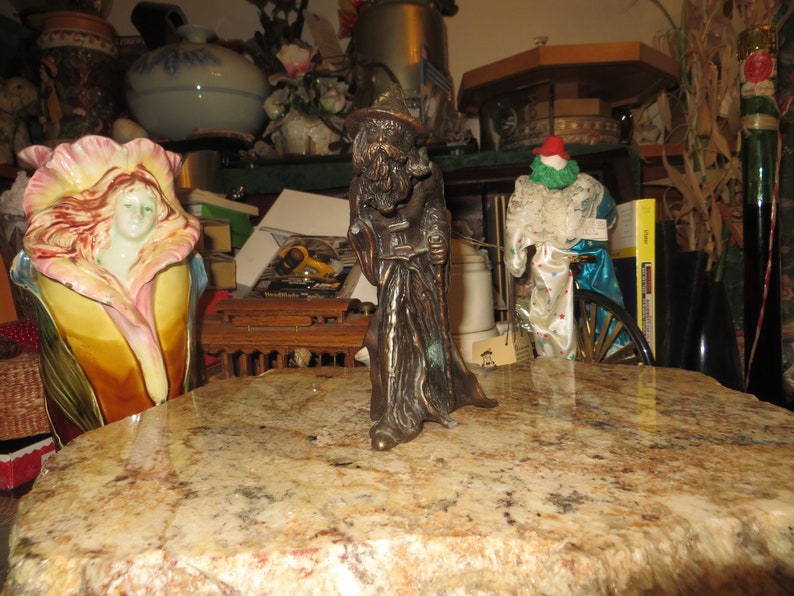 Bronze Wizard Statue Sculpture Signed Vintage - Etsy