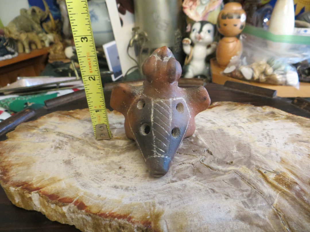 Clay Bird Flute Aztec Mayan Flute Clay Painted, Mexican Folk Art ...