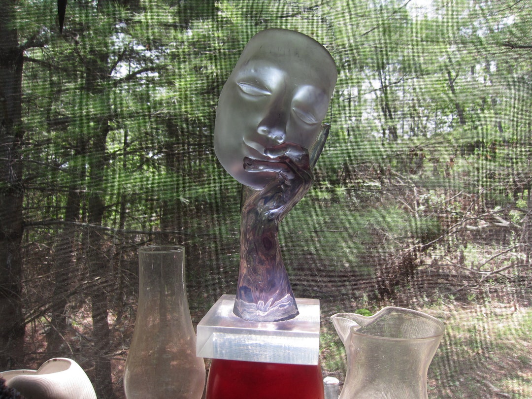 Lucite Sculpture of A Mask Face - Etsy