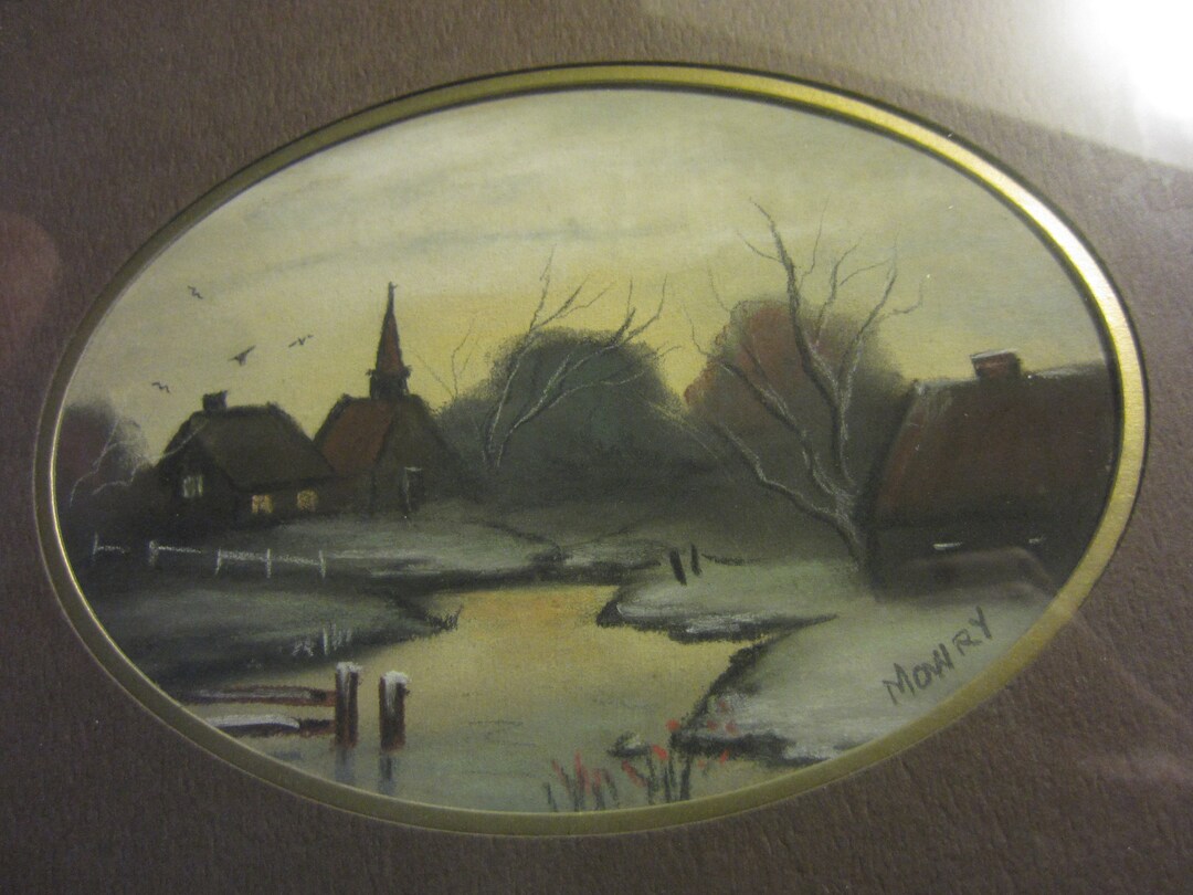 Elizabeth Mowry Painting, Oval Farm Country Scene, Please Read ...