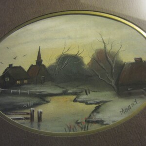 Elizabeth Mowry Painting, Oval Farm Country Scene, Please Read ...