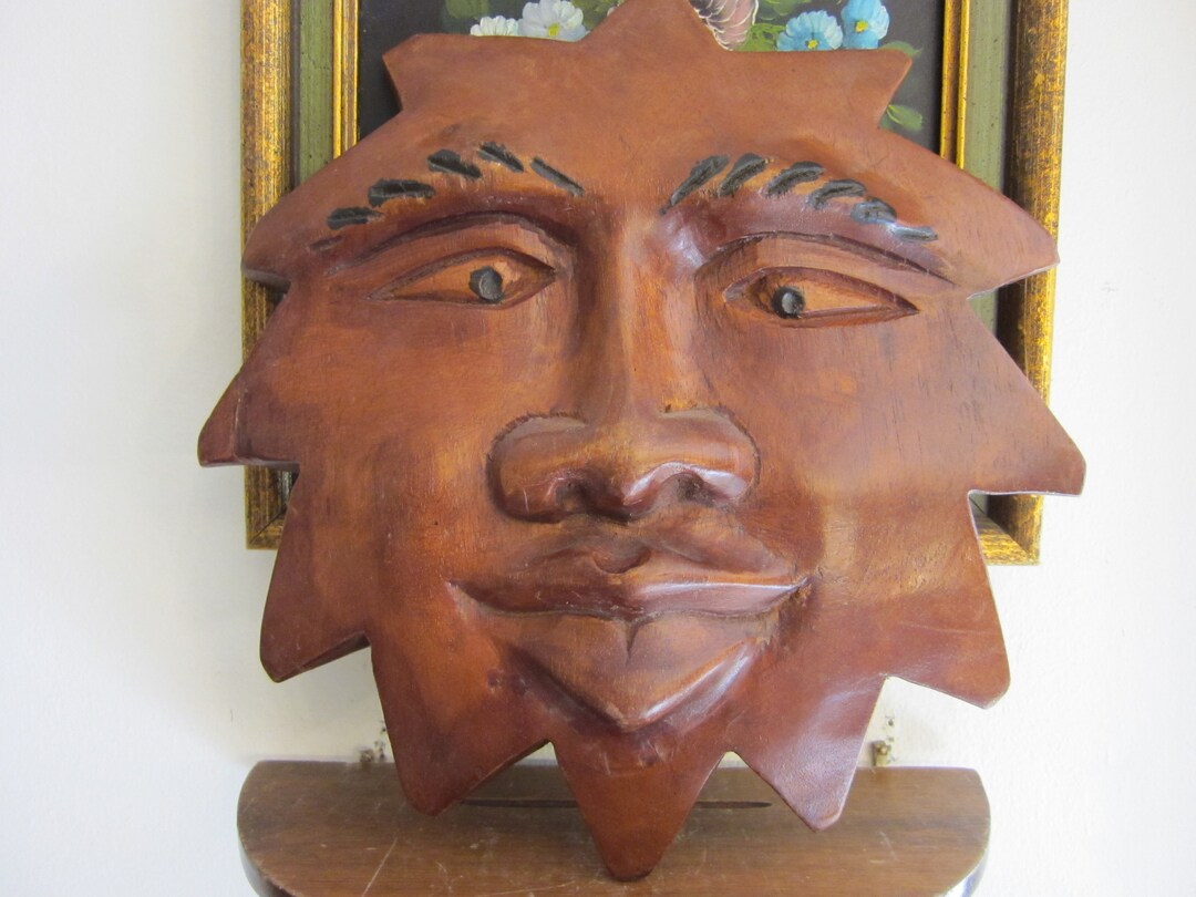 Carved Ceremonial Ethnographic Face Hanging Primitive Wooden Mask Wall ...