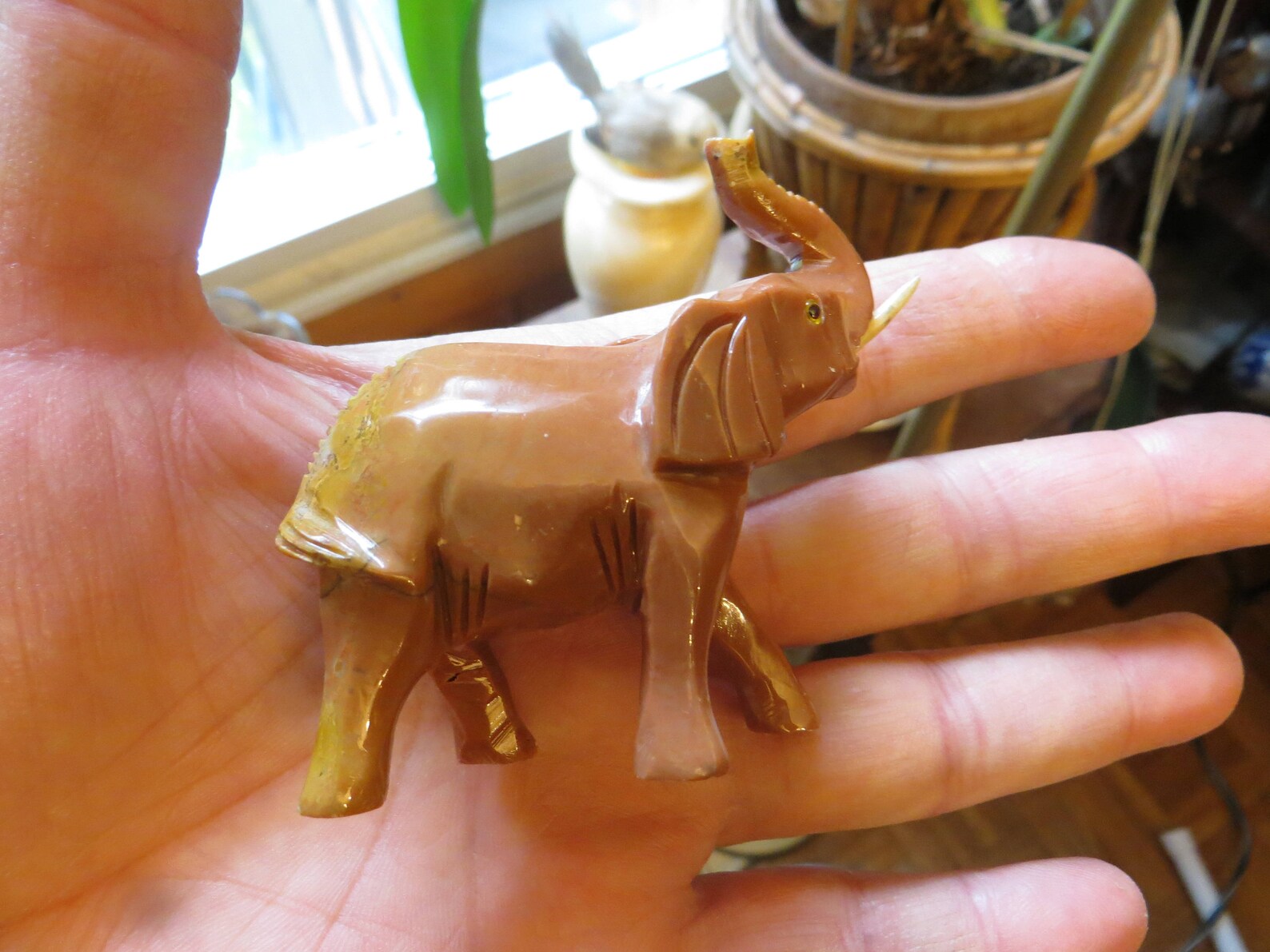 Carved Small Elephant Miniature Tusks Trunk up W/ Free Ship | Etsy