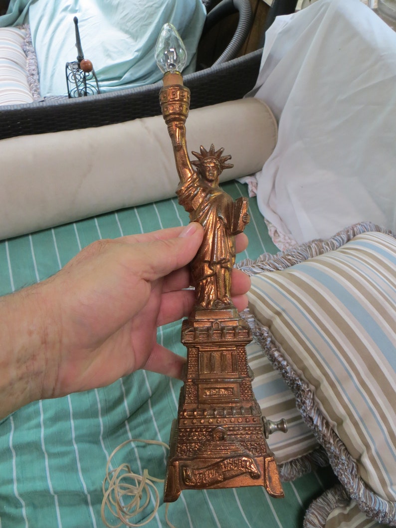 Vintage 1920s Copper Plated Statue of Liberty Electric Light - Etsy