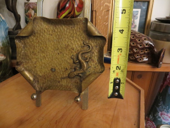 Antique Lizard Bronze Brass Pin Tray, Hammered Metal … - Gem