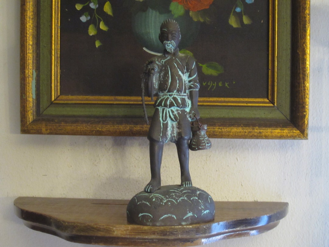 Asian Man Figurine Sculpture, Brass or Bronze, Please Read Description ...