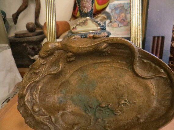 Antique Lizard Bronze Pin Tray, Solid Cast Bronze Rin… - Gem