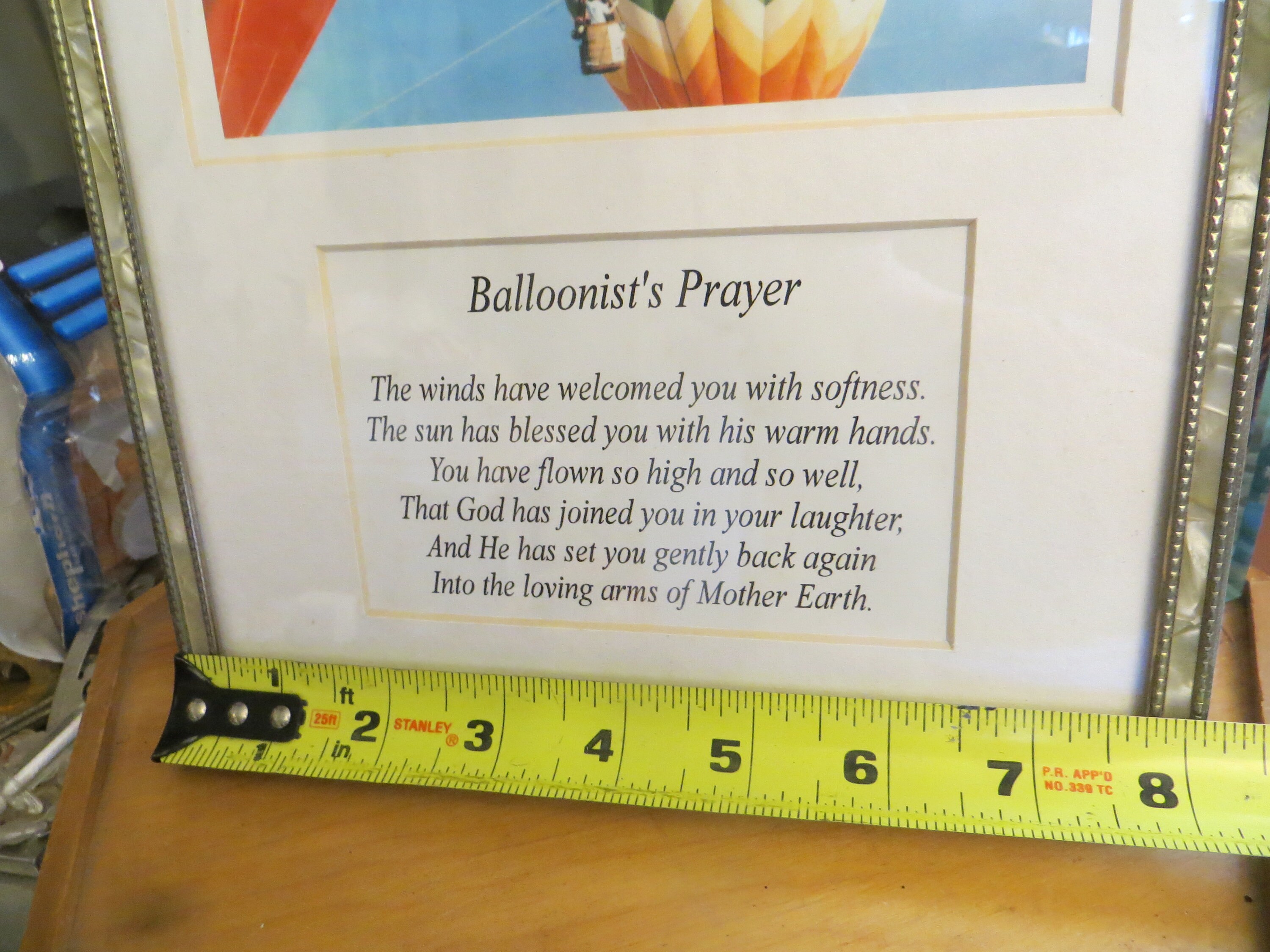 Balloonist Prayer. Framed Hot Air Balloon. | Etsy