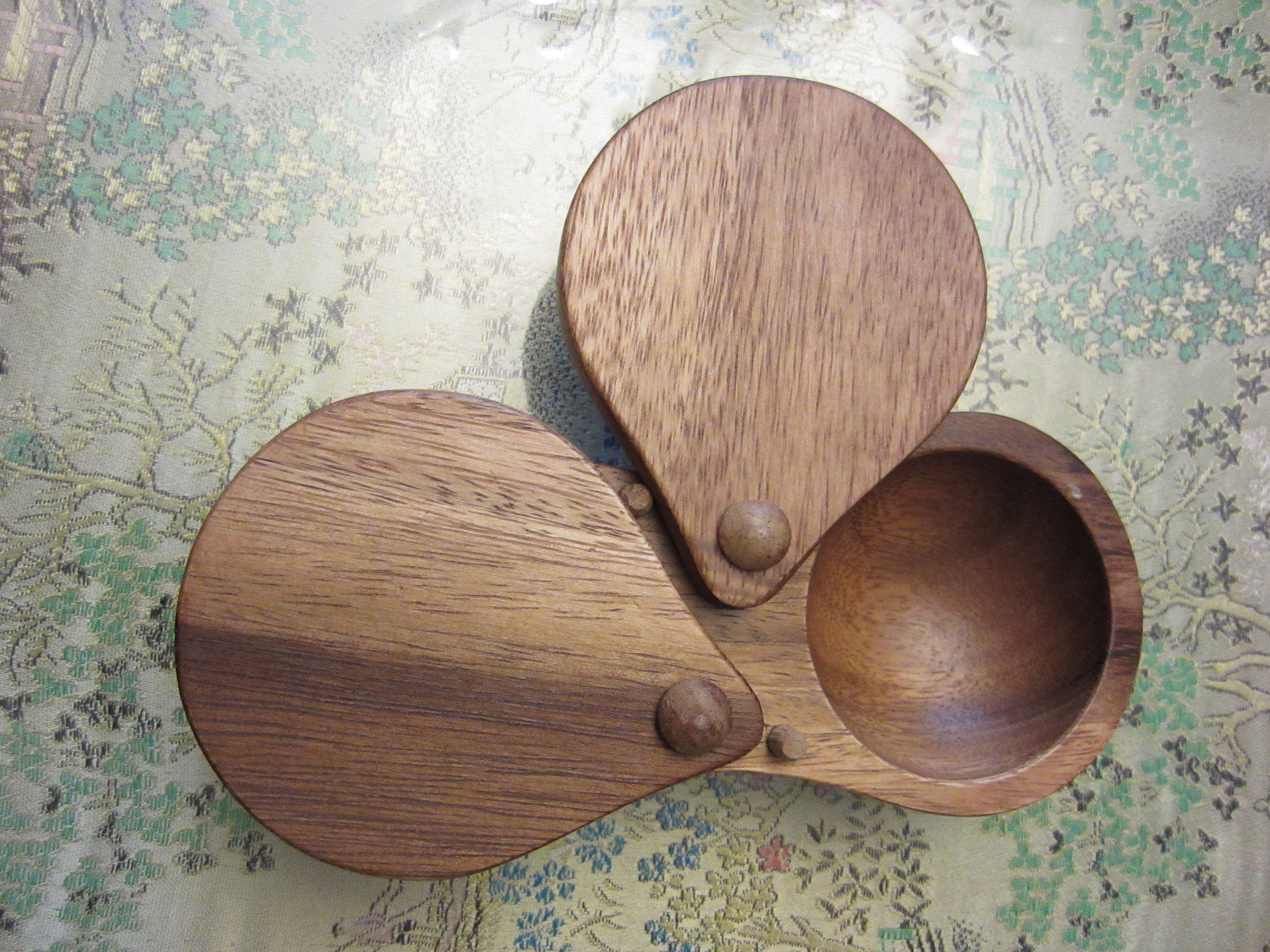 Small Wood Trinket Jewelry Keepsake Box, Two Compartments, Swivel Lids ...