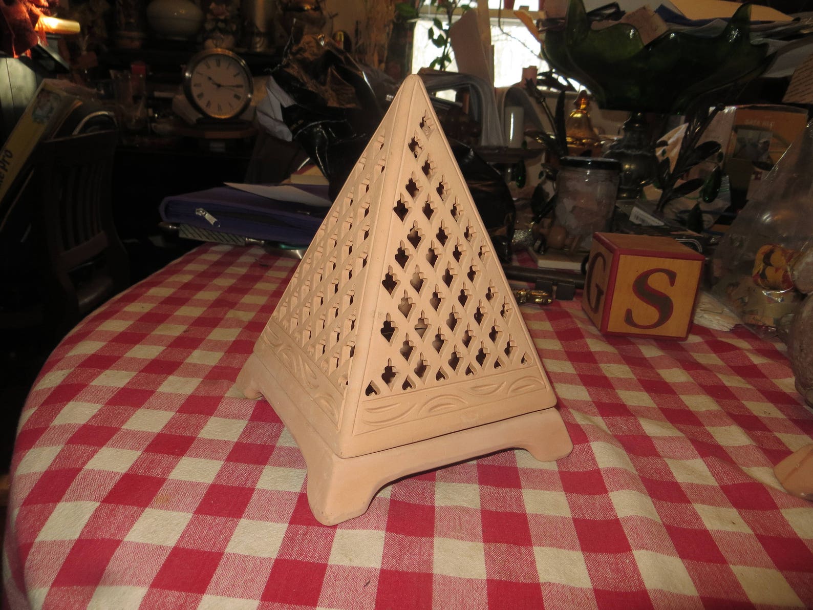 Clay Pyramid Lantern, Candle Burner Holder, Pottery Pyramid - Etsy