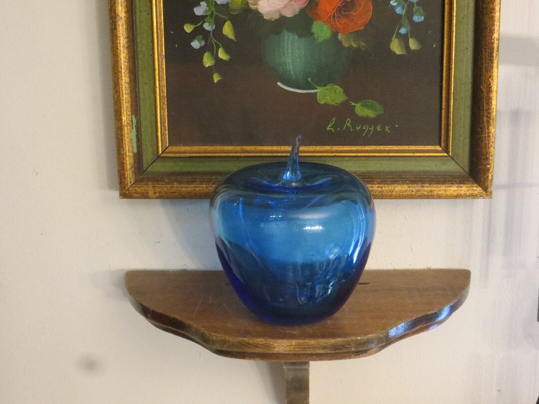 Large Blue Glass Apple Paperweight Sculpture, Vintage, 1 1/4 Pound - Etsy