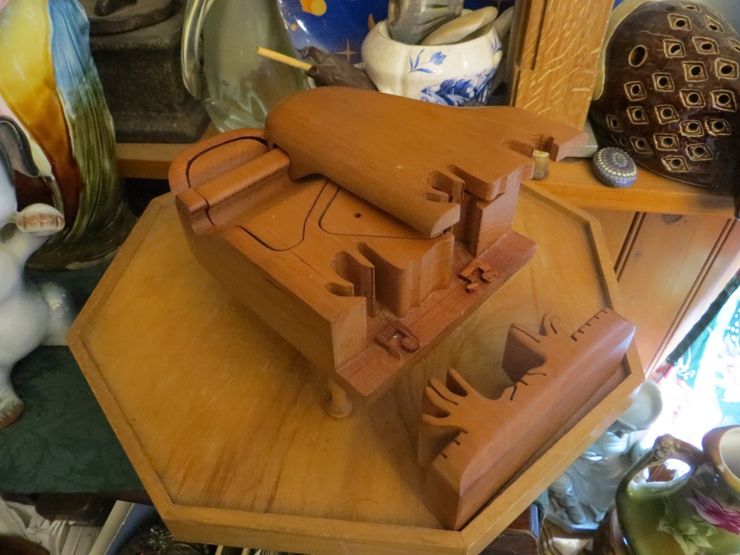 Jewelry Music Box, Wood Piano Puzzle Ring Box, Vintage - Etsy