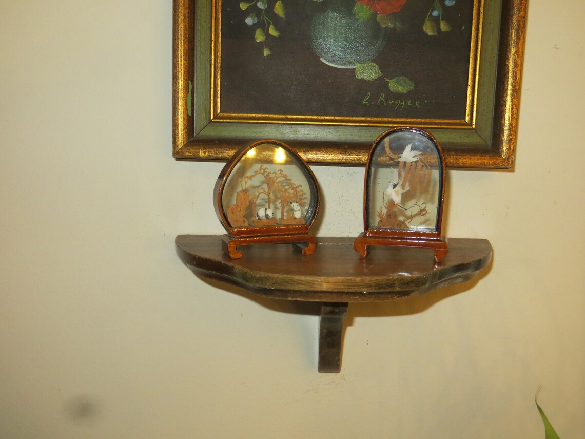 Pair of Cork Art Asian Panda Bears Birds - Etsy