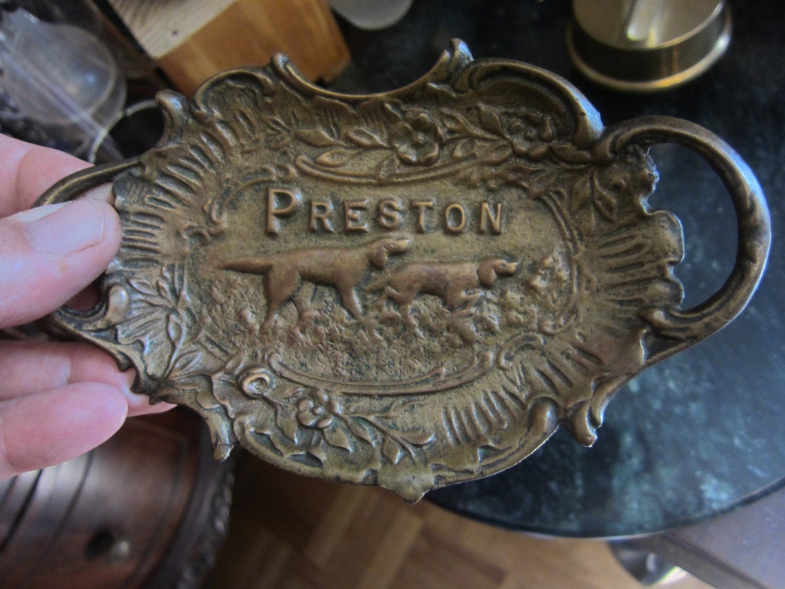 Bronze Hunting Dog Tray Trinket Dish. Vintage Hunting Dogs | Etsy