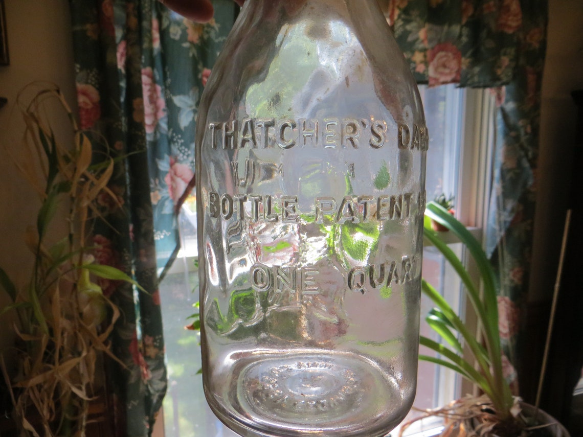 Vintage Milk Bottle 1960's, Thatcher's Dairy, One Quart Bottle, With ...