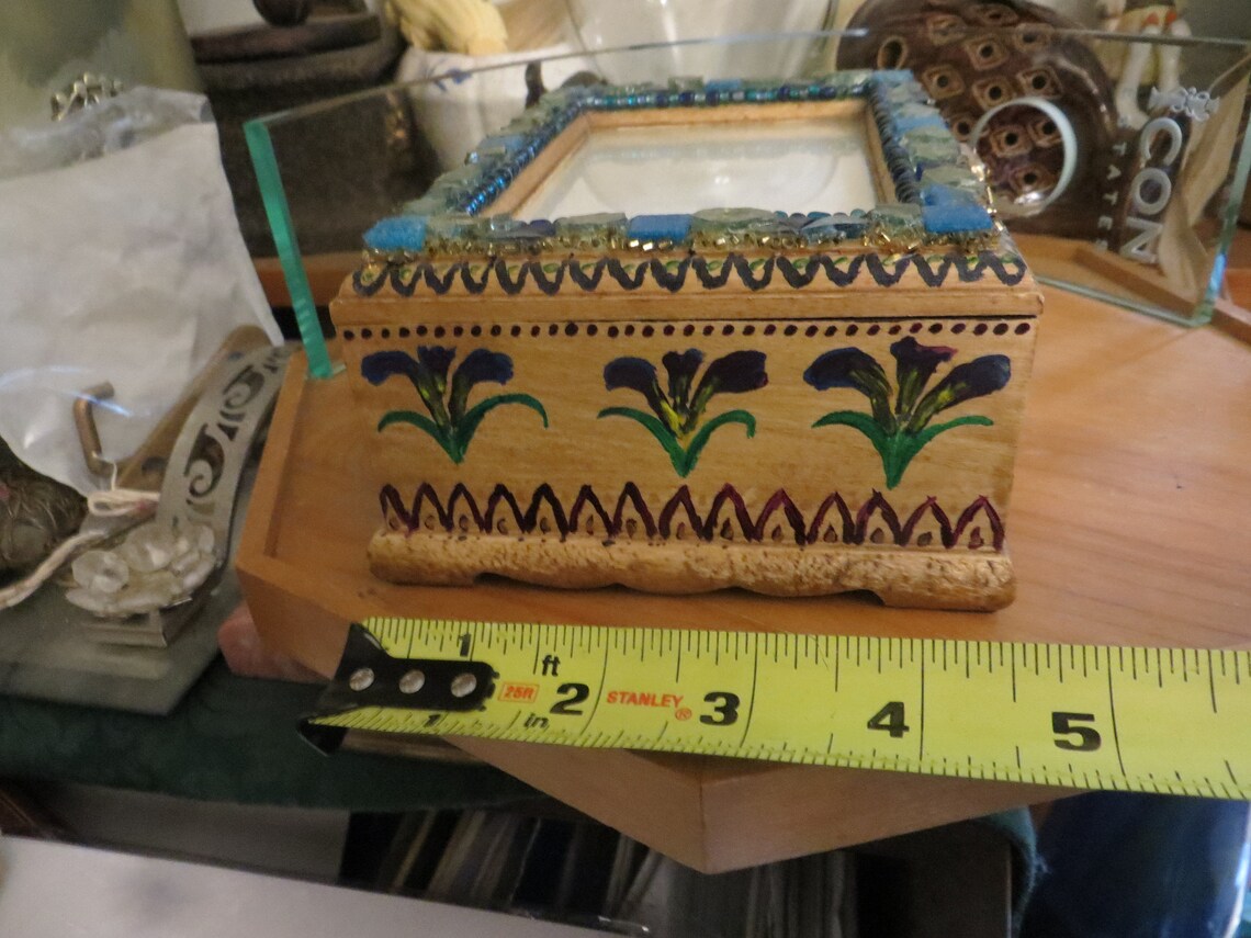 Trinket Picture Box Lidded Wood Mosaic - Etsy