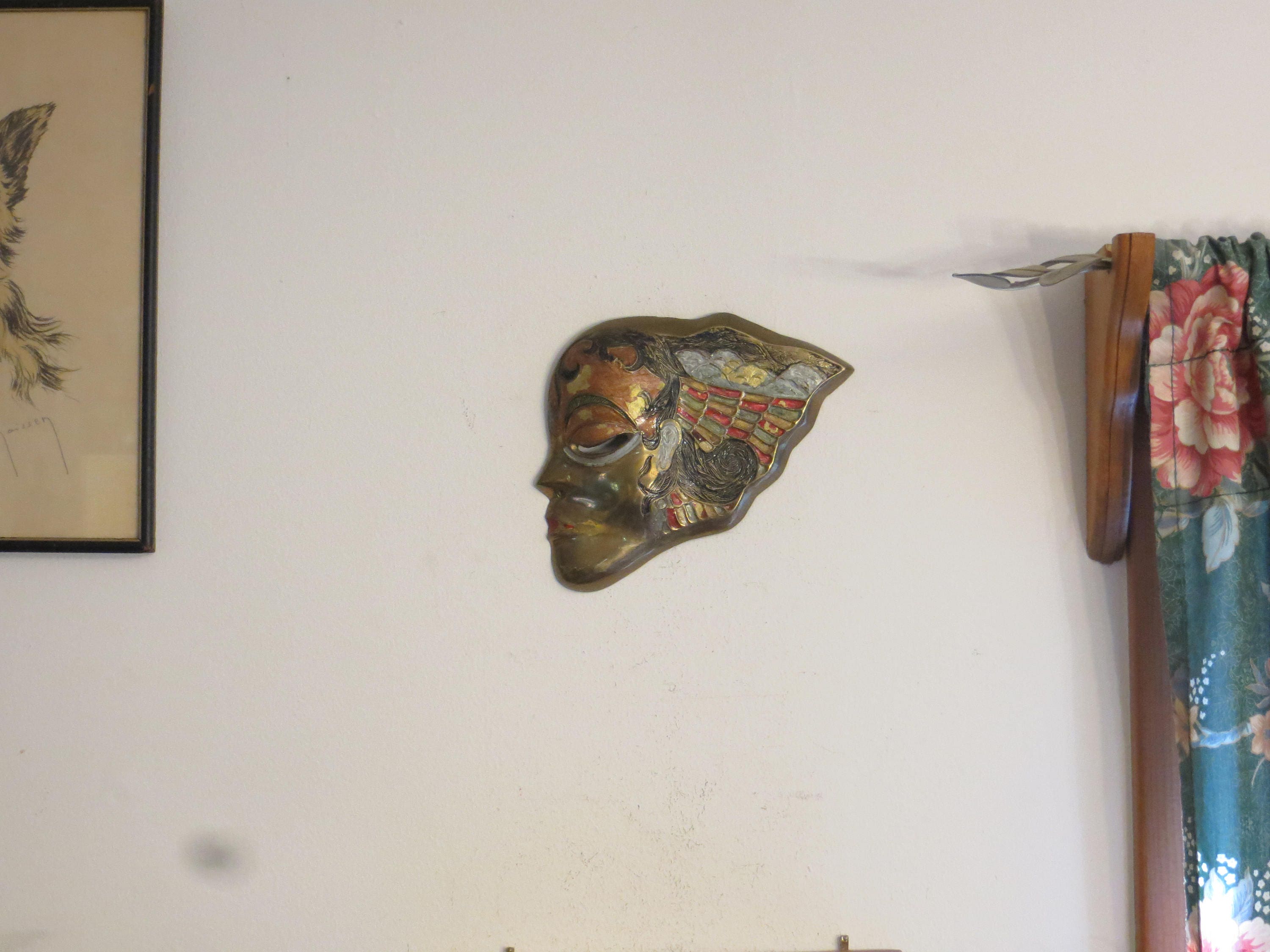 Brass Mardi Gras Mask Wall Hanger Vintage Art Deco Wall - Etsy