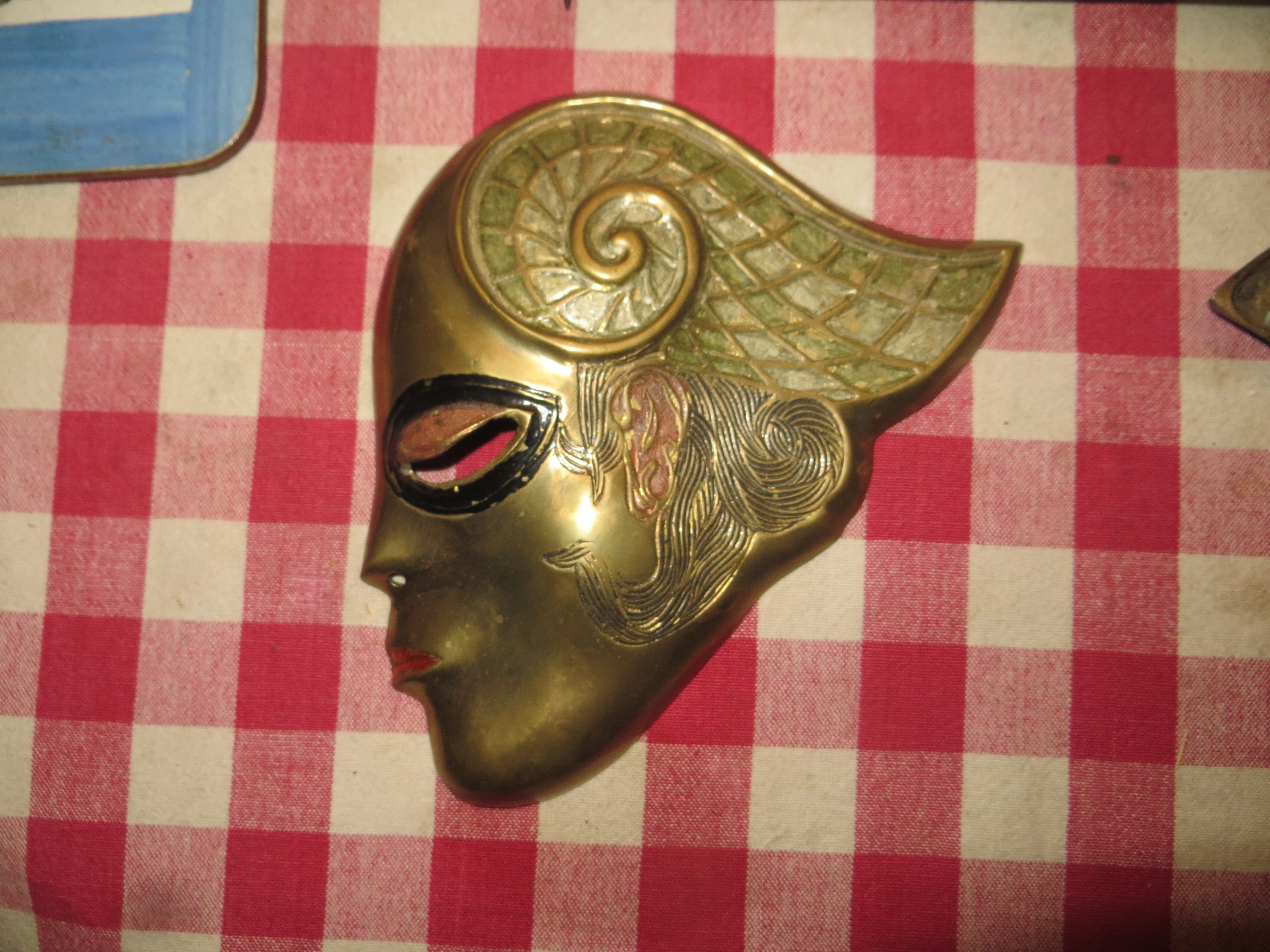 Brass Mardi Gras Mask Wall Hanger Vintage Art Deco Wall - Etsy