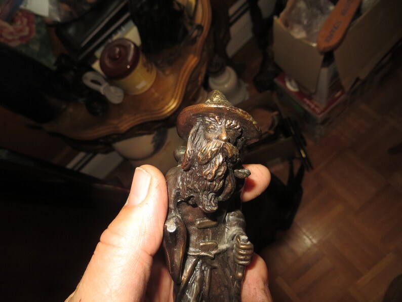 Bronze Wizard Statue Sculpture Signed Vintage | Etsy