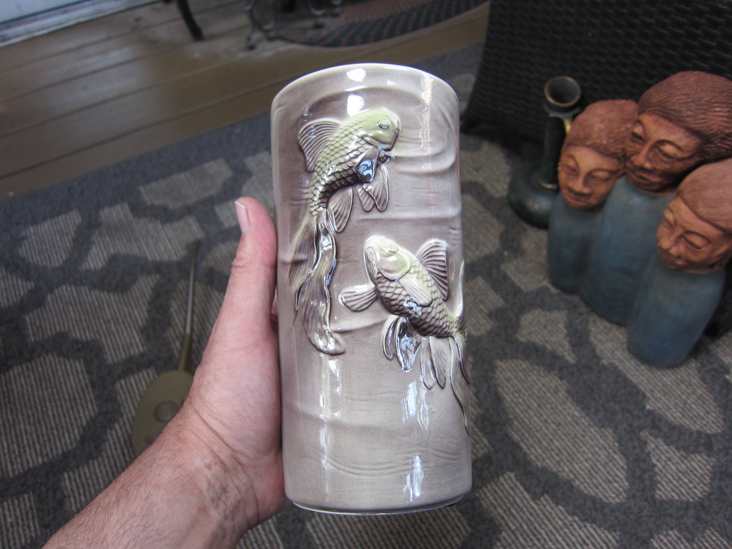 Royal Copley Vase, Greenish Koi Fish, Vintage, Please Read Description ...