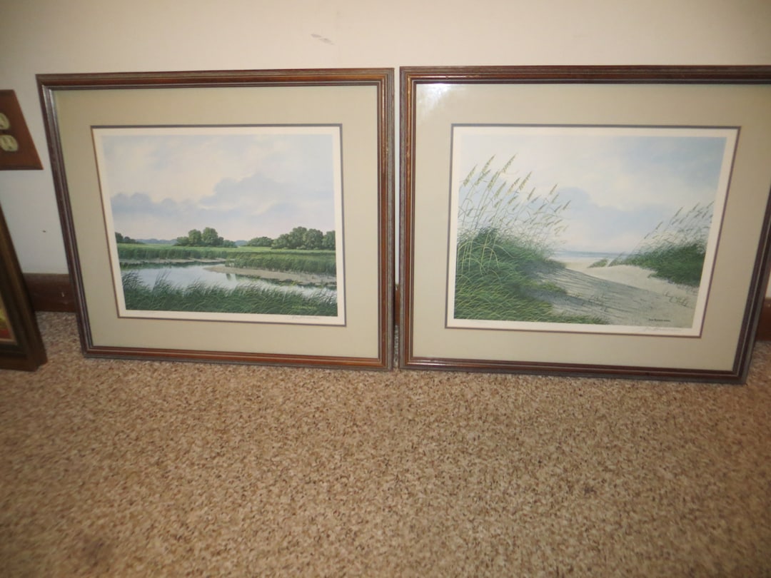 Amazing Framed Jim Harrison Prints Sand Dunes or Inlet Marshes, Signed ...