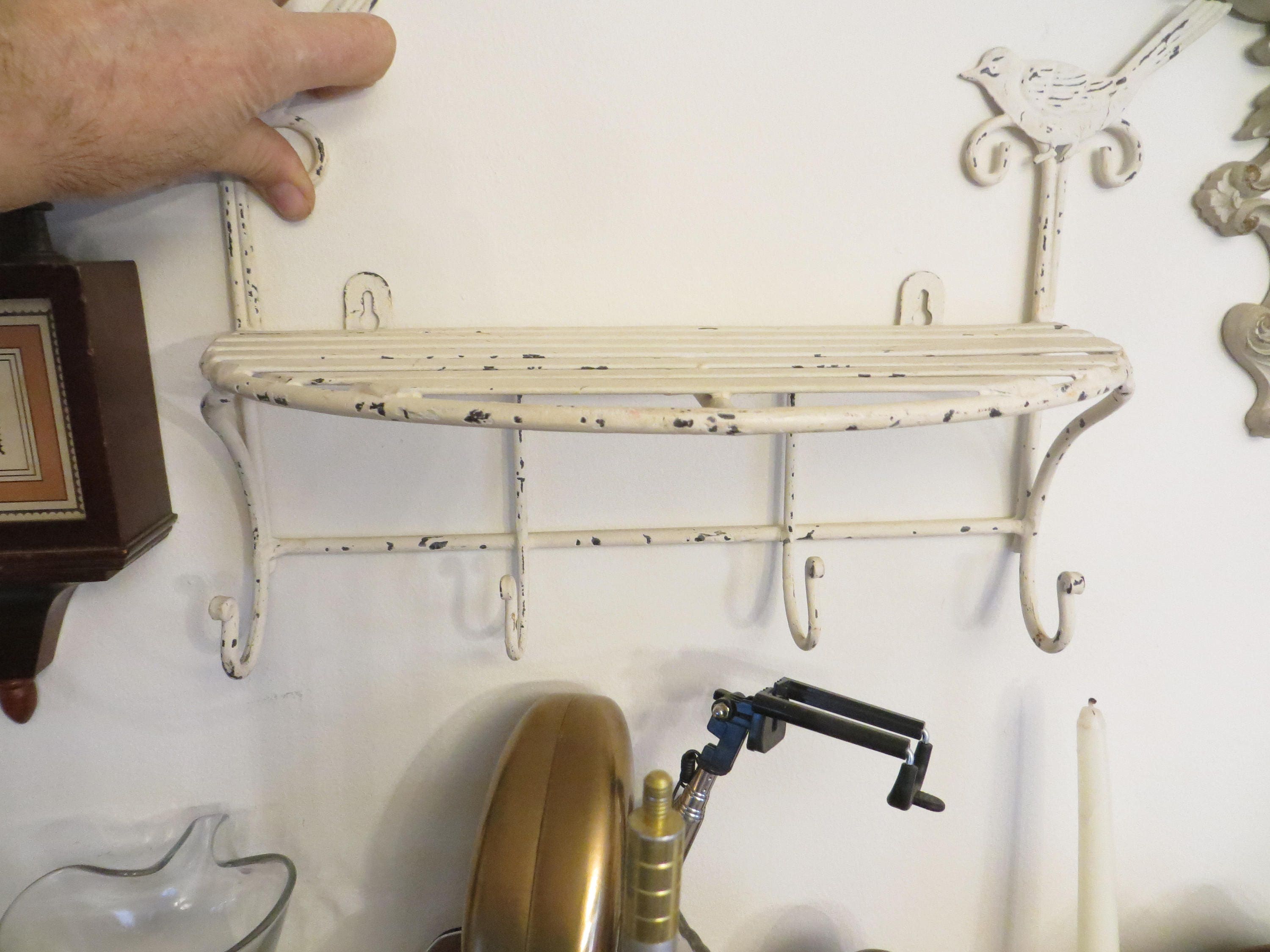Vintage Shabby Wrought Iron Rack Hat Rack With Shelf Birds | Etsy
