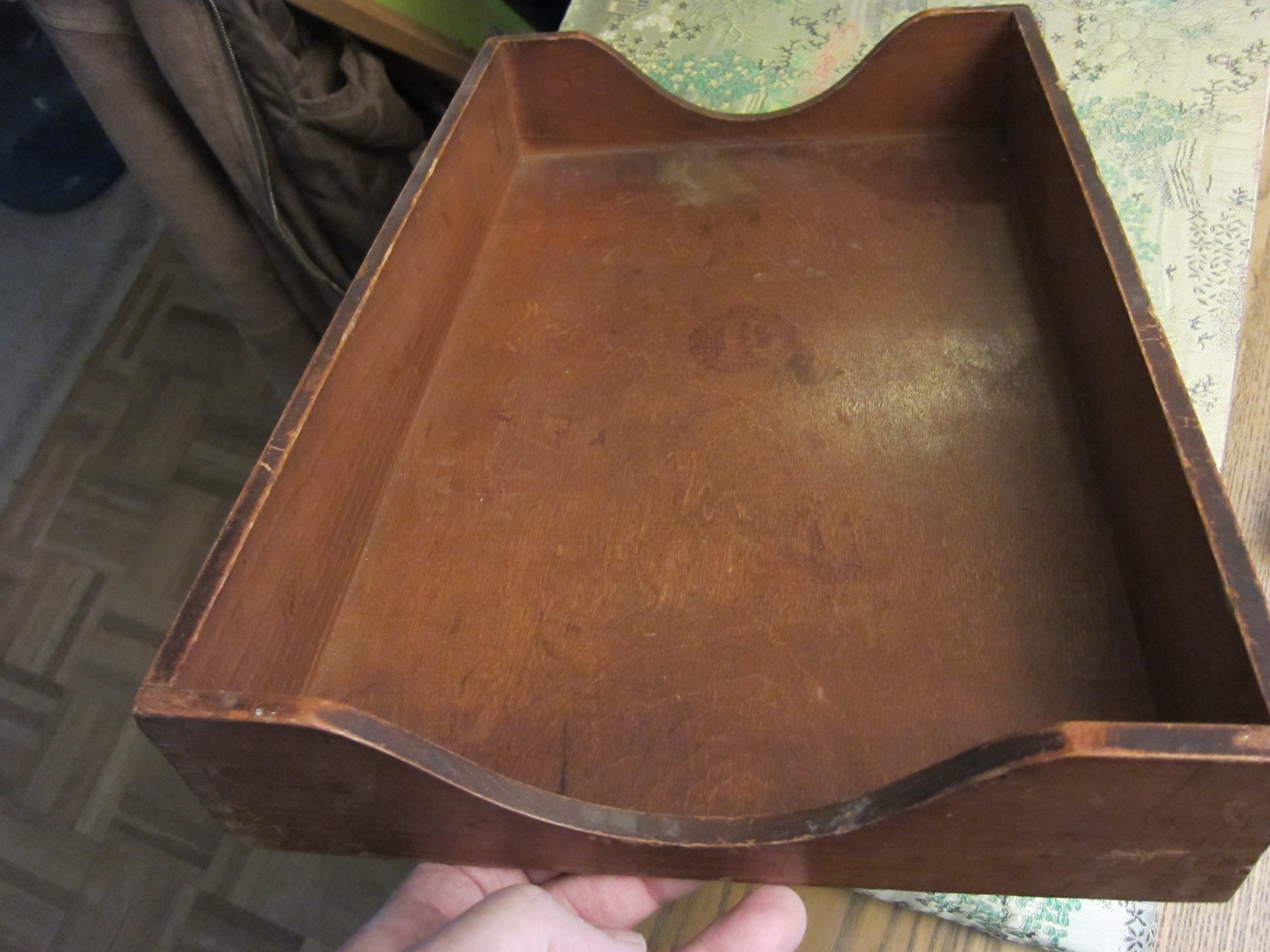 Vintage Antique Office Letter File Box Desk Paper Organizer Tray Wood ...